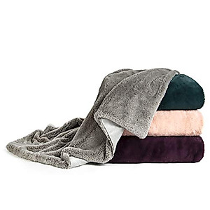 Sleeping Partners Super Soft Double Layer Faux Fur Blanket, 50"x70", Grape/Wine, Throw, Purple