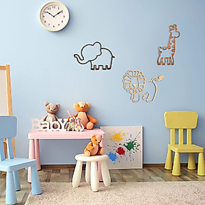 Yulejo Nursery 3 Pieces Jungle Theme Nursery Decor Wooden Animal, Woodland Safari Wall Decor with Glue Points for Bedroom Decor (Lion, Elephant, Giraffe)