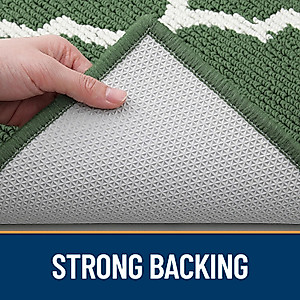 OLANLY Indoor Door Mat, 32x20, Non-Slip Absorbent Resist Dirt Entrance Mat, Washable Low-Profile Inside Floor Mat Doormats for Entryway, Green