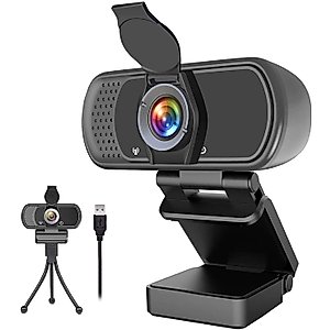 GoHZQ 1080p Webcam with Microphone,Wide Angle Web Camera with Privacy Cover,USB External Camera for Computer Monitor Laptop Desktop PC Mac,HD Webcam for Live Streaming