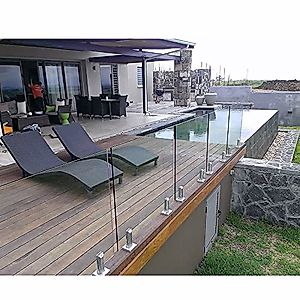 PHASFBJ 10pcs Stainless Steel Square Glass Clamp, Pool Fence Balustrade Post Clip, for Balcony Garden Deck, Balcony, Railings, Floor-Standing Heavy Duty Stainless Steel Stand,Silver