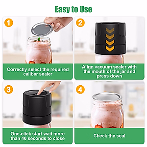 Racazl Electric Mason Jar Vacuum Sealer - Vacuum Sealer for Jars, Electric Vacuum Sealer for Mason Jars Food Storage, Jar Vacuum Sealer for Canning Jars with Mouth and Regular Mason Lids