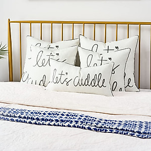 Sanmetex Let's Cuddle Decorative Lumbar Pillow Cover 12x20 Inches, Embroidery Rectangle Grey Throw Pillow Case for Bed, Bedroom, Livingroom. (30x50cm).