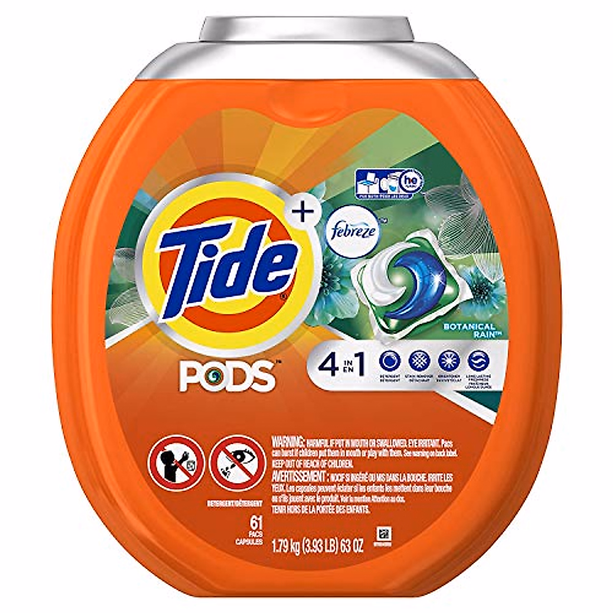 Tide PODS Laundry Detergent Soap Pods, Botanical Rain Scent, 4 in 1 HE Turbo, 61 Count (Packaging May Vary)