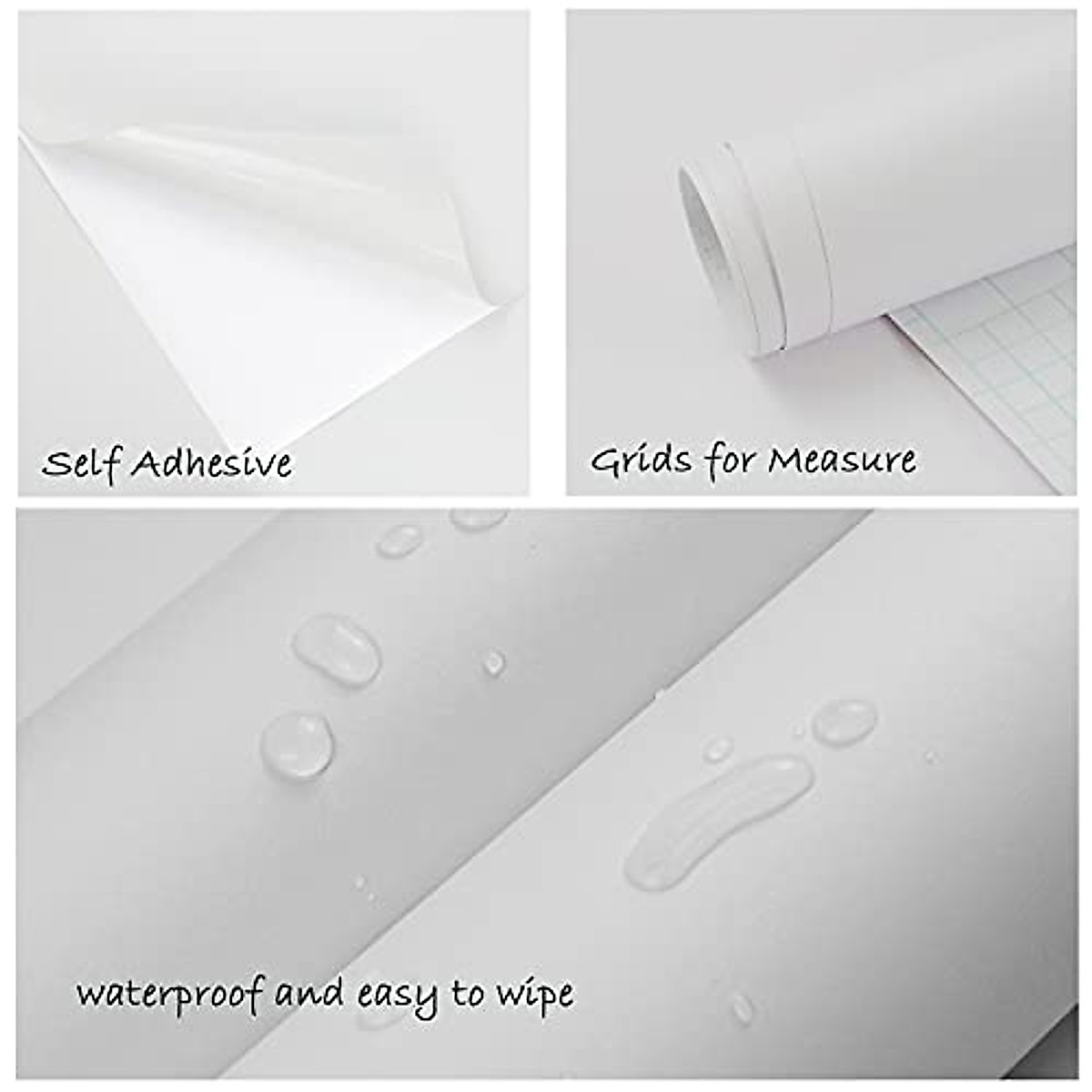Homease Solid White Wallpaper 24 x 196 inch Thick Matte White Contact Paper Decorative Peel and Stick Wallpaper for Shelf Liner Cabinet Table Door Waterproof Vinyl Self Adhesive Film