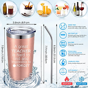 8 Pieces Thank You Teacher Travel Tumbler Bulk Teacher Appreciation Travel Mug Thank You for Being Awesome Cups with Lid and Straw 20 oz Stainless Steel Tumbler Mug for Teachers Women Friends Gifts