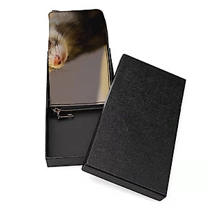 FunnyStar Cute Ferret Face Leather Travel Wallet Wristlet Purse Portable Case For Boarding Pass ID Money Tickets With Zipper