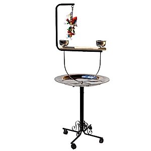 Parrot Bird Metal PLAYSTAND PP B 71T Toy cage Cages Toys Gym African Grey Conure - (Black)