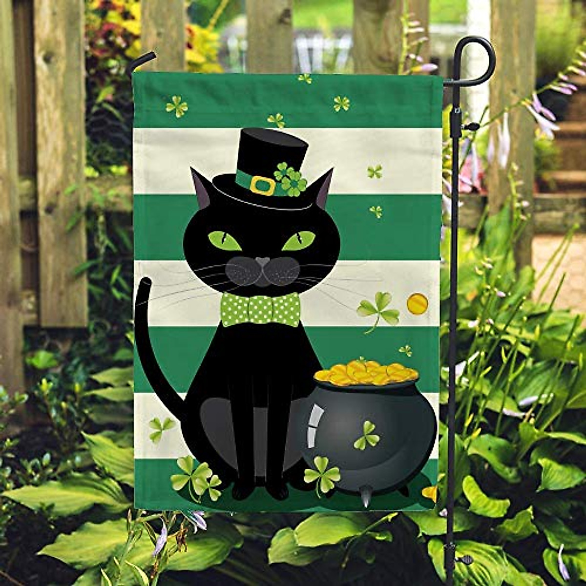 Generic Garden Flag Double Sided Durable Yard Flag,St. Patrick's Day Black Cat Fade Resistant Seasonal Flags,Suitable for Outdoor Home Lawn Patio Porch Decorative,12x18 Inch