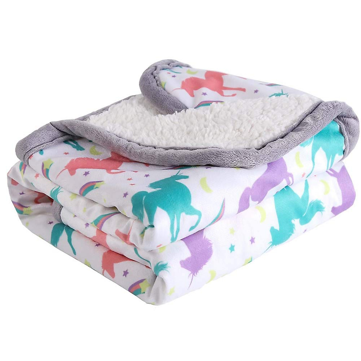 Breathable Baby Blanket Print Fleece Best Registry Gift for Newborn Soft- Perfect for Prince and Princess 30" x 40" (Unicorn)
