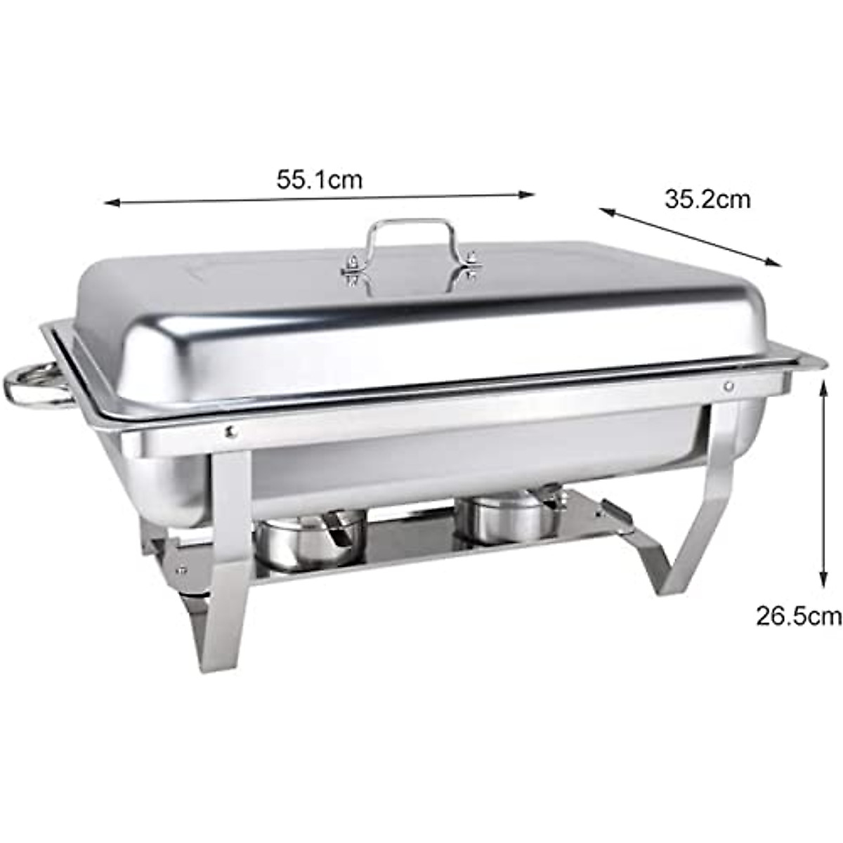 UZOURI Stainless Steel Chafing Dish, Chafing Dish Set Food Warmer Buffet, Stainless Steel Rectangular Full Size Pans for Wedding Graduation Events Parties,9L