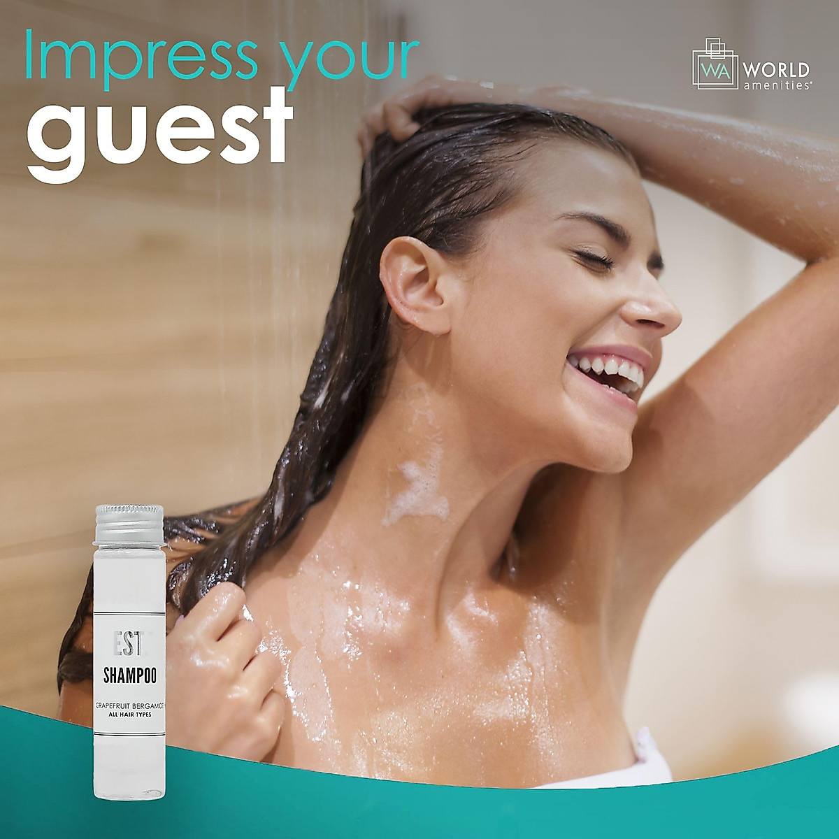 World Amenities EST. Shampoo with Grapefruit-Bergamot fragrance, Biodegradable/Recyclable Bottle with Screw Top, 1.41oz / 40ml, Pack of 48