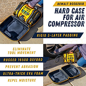 MeEazy Hard Storage Case for DEWALT DCC020IB 20V Max Air Compressor Tire Inflator, Protective Custom-Fit Storage, Padded Bag with Splash Proof YKK Zippers, Form-Fitting Shell & Wide Shoulder Strap