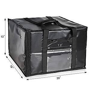 New Star Foodservice 51148 Insulated Pizza Delivery Bag, 20" by 19" by 13", Black