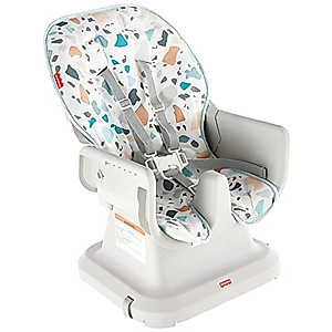 Fisher-Price Baby to Toddler High Chair SpaceSaver Simple Clean Portable Dining Seat & Booster with Washable Deep Tray & Liner, Pacific Pebble