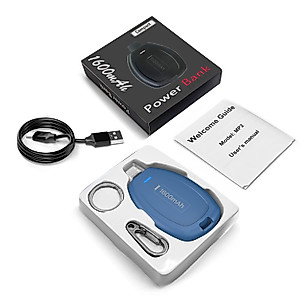 Keychain Portable Charger for iPhone, Mini Power Bank Subcompact Emergency Power Pod External Fast Charging Battery Pack, 1600mAh Key Ring Charger for iPhone 14/13/12/11/Pro Max/X/8/7/6s/SE (Blue)