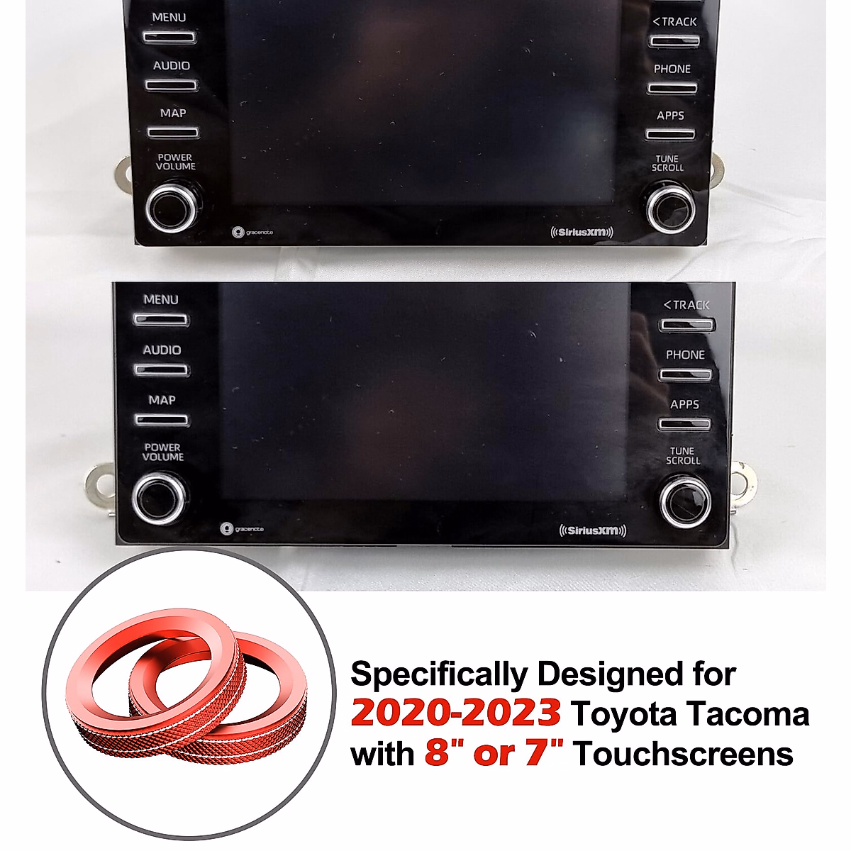 Sinvanho Interior Accessories for Toyota Tacoma 2023 2022 2021 2020 with 8" or 7" Touchscreens, Decorated A/C Vent Trim Rings Button Knob Covers for Air Conditioner Radio Switch (Button KNOB)