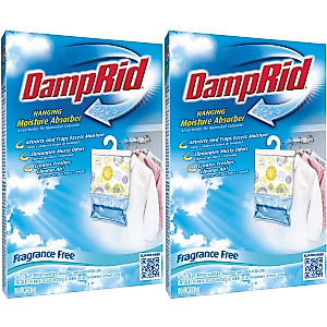 DampRid Damp Rid Hanging Moisture Absorber, Fragrance Free, 14 oz-2 pk, 14oz 2 Pack