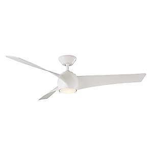 Modern Forms Twirl Smart Indoor and Outdoor 3-Blade Ceiling Fan 58in Matte White 3000K LED Light Kit and Remote Control worksworks with Alexa and iOS or Android App