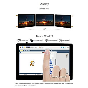 waveshare 5inch Capacitive Touch AMOLED Display Compatible with Raspberry Pi 5/4B/3B+/3A+/2B/B+/A+/Zero/Zero W/WH/Zero 2W CM3+/4 960×544 Resolution HDMI Optical Bonding Supports Jetson Nano/Windows