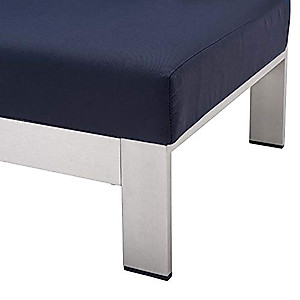 Modway EEI-4222-SLV-NAV Shore Sunbrella Patio Right-Arm in Silver Navy