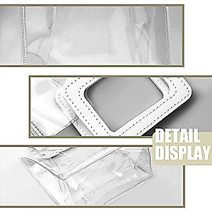 Tecmisse 5 Pcs Clear Gift Bag with Handle, Small Transparent Gift Wrap Bags, Reusable Shopping Bags with Handle for Wedding, Baby Shower Birthday, Bridal Party, Goody Bag (7 x4 x 8 Inch)