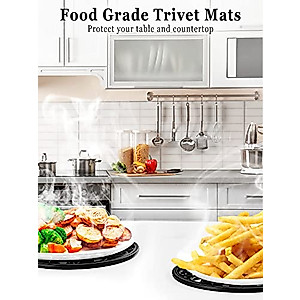 SMARTAKE 6 Set Silicone Trivet Mats, Multi-Use Carved Trivet Mat, Insulated Non-Slip Durable Kitchen Mats, Flexible Modern Kitchen Table Mat, for Hot Dishes, Pots, Dining Countertop, Black