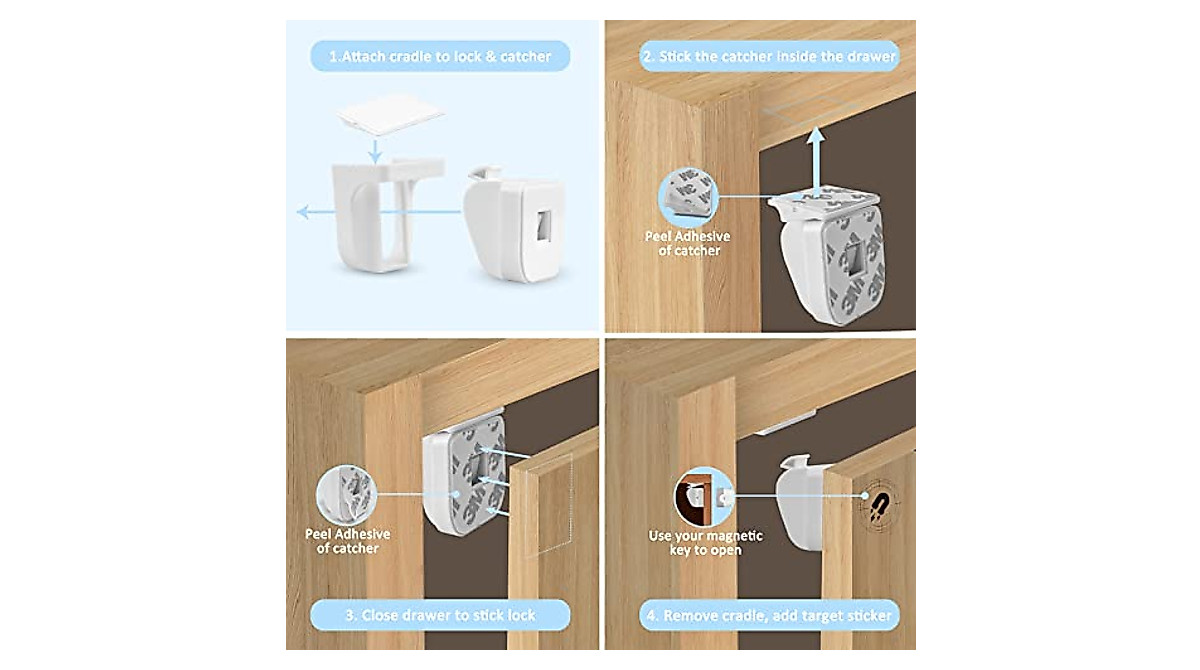 Child Magnetic Cabinet Locks for Baby Proofing Safety