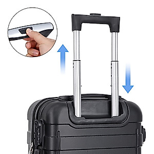 ZenStyle Hardside Expandable Luggage with Spinner Wheels, 21 Inch Carry On Luggage Airline Approved, Lightweight Travel Suitcase with Height Adjustable Handle (Black)