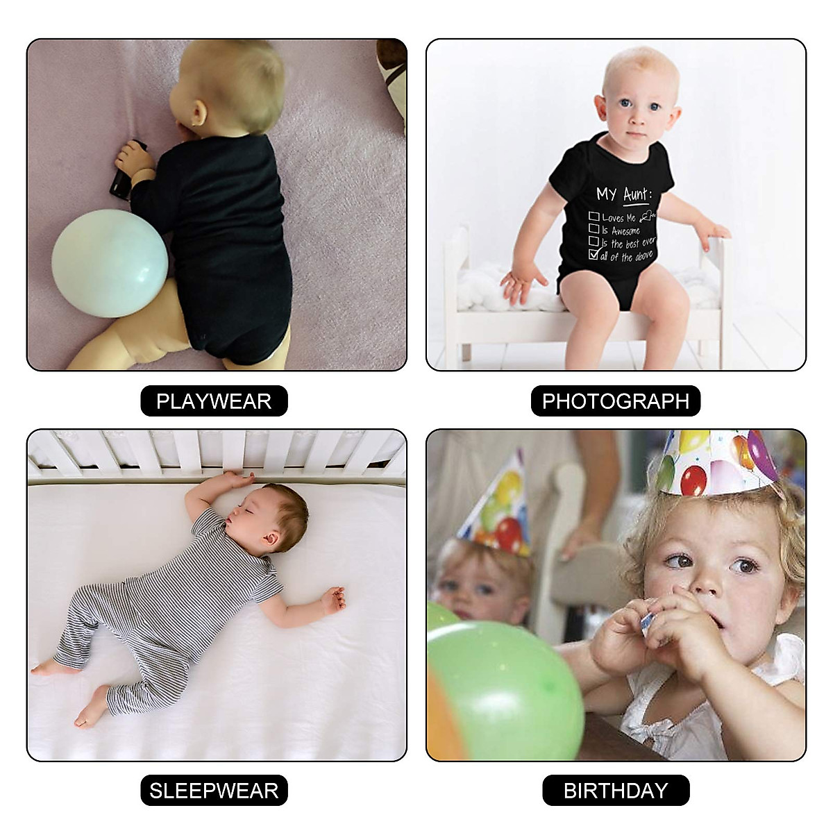 SOBOWO My Aunt Loves Me Baby Clothes Funny Baby Bodysuits Pregnancy Announcements Onsies Romper Jumpsuits for Newborn Boys Girls 0-6 Months (3-6 Months, My Aunt Loves Me Black)