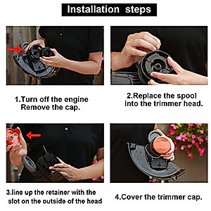 THTEN AF-100 String Trimmer Spool Replacement for Black and Decker 30ft 0.065" Refills Line Auto Feed Single Weed Eater,GH600 GH900 Edger with RC-100-P Spool Cap Covers (6 Spools, 1 Cap,1 Spring)