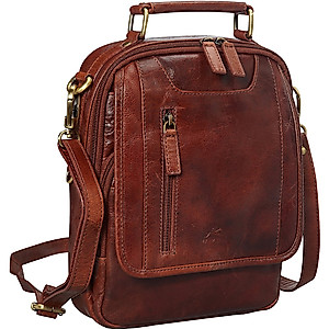 Mancini Leather Goods Buffalo Leather Large Unisex Bag (Cognac)
