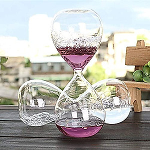 Handmade Timer Bubble Singing Dream Foam Crystal Hourglass Glass Craft for Lover Birthday Present 8 Inch 20 cm High -Purple