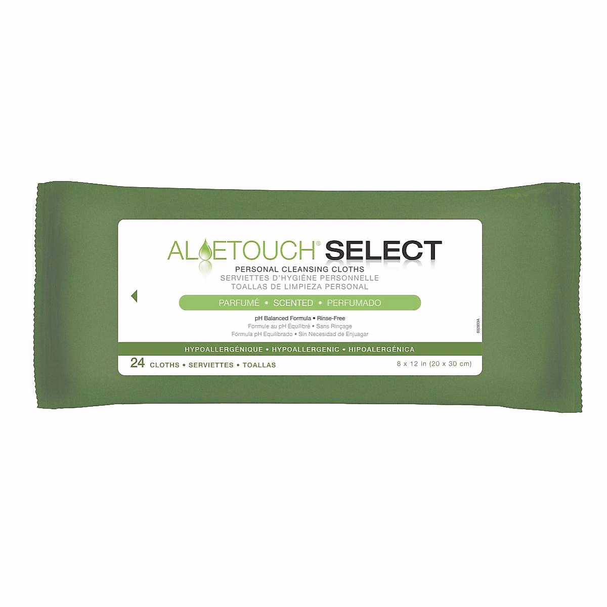 Medline AloeTouch Select Personal Cleansing Cloth Wipes, Scented, 8" x 12", 24 Count (Pack of 24)