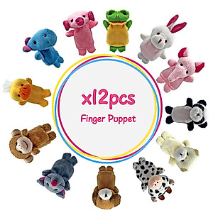 12 PCS Finger Puppets Set Mini Stuffed Animals Finger Puppet for Storytelling Playing Teaching Shows Playtime Schools Birthday Party Favor Supplies
