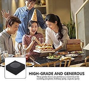 VILLCASE Cake Wrapping Individual Pastry Boxes, Kraft Paper Mini Box with Clear Window, 25pcs Bakery Food Container for Muffins, Treats, Mini Pies (Black, 3.14X3.14X1.18inch)