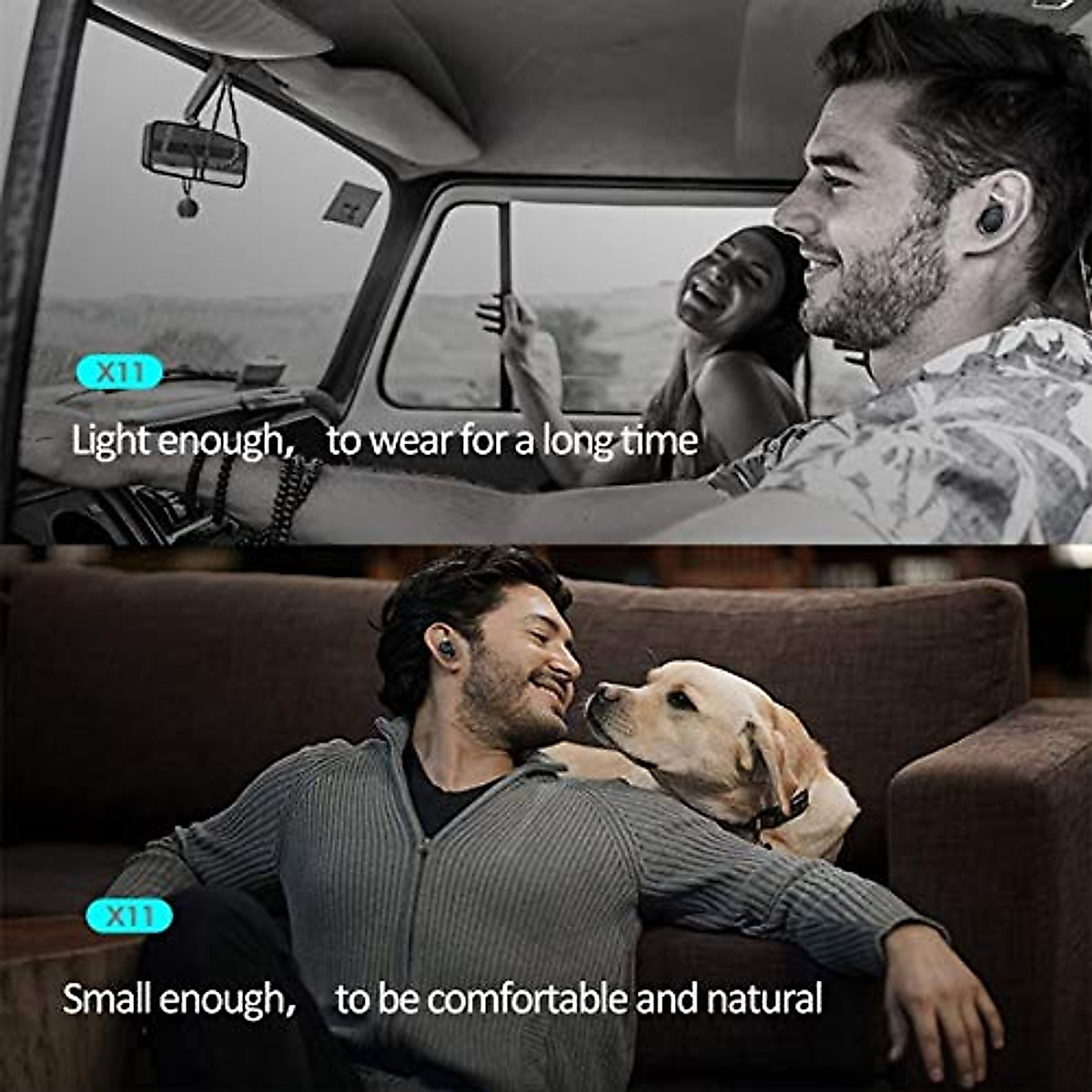 LEZII Single Bluetooth Earbud, Mini Invisible Wireless Headset, in Ear Headphones, Sport Earpiece with Mic, Magnetic USB Charging for Car Vehicle Business, Waterproof Earphones for Samsung iPhone