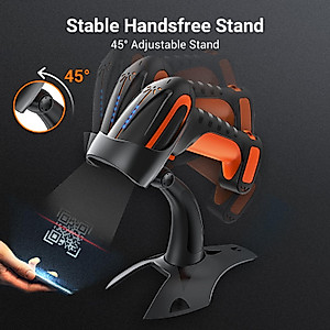 Tera Barcode Scanner Wireless 2D QR: Pro Version All New Battery Level Indicator 2500mAh Industrial Drop-Proof 1D 2D QR Bar Code Reader Works with Bluetooth 2.4G for Windows Mac Android iOS 8100Pro