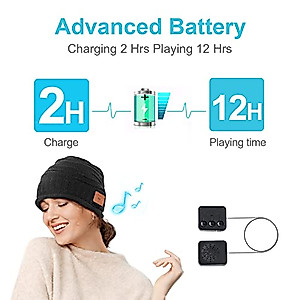 Bluetooth Beanie Gifts for Men Women - Cool Christmas Stocking Stuffers Birthday Gifts Ideas for Teen Boys Girls Husband Wife Dad Mom Winter Music Knit Hat with Bluetooth 5.0 Headphones Outdoor Black