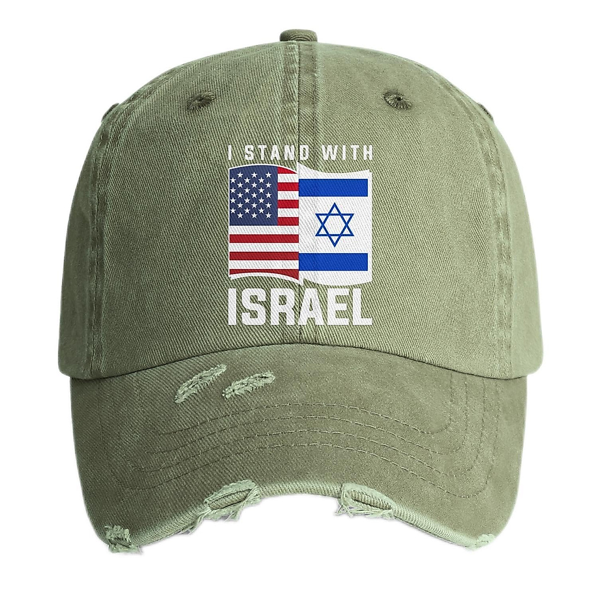 Israel Flag Hat I Stand with Israel Hats I Support Israel Baseball Cap Golf USA American Flag Hats Olive-Green