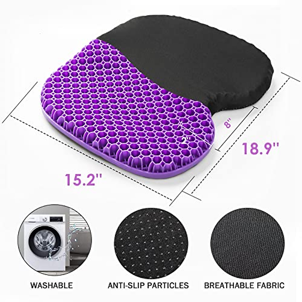 Enhanced Full Gel Seat Cushion for Sitting - Hip, Coccyx, Sciatica, Pressure Sores Tailbone Pain Relief Pad, Seat Cushion for Car, Wheelchair, Desk, Stadium - Egg Sitter Cushion for Pressure Relief