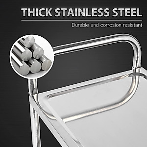 Amarite 3 Shelf Stainless Steel cart，420 lbs，1MM Thick，Serving cart with Wheels, Household, Service Trolley,360°Rotation Storage Shelf with Locking Wheels（29.5*15.8*37.4）'' Stainless Utility cart.