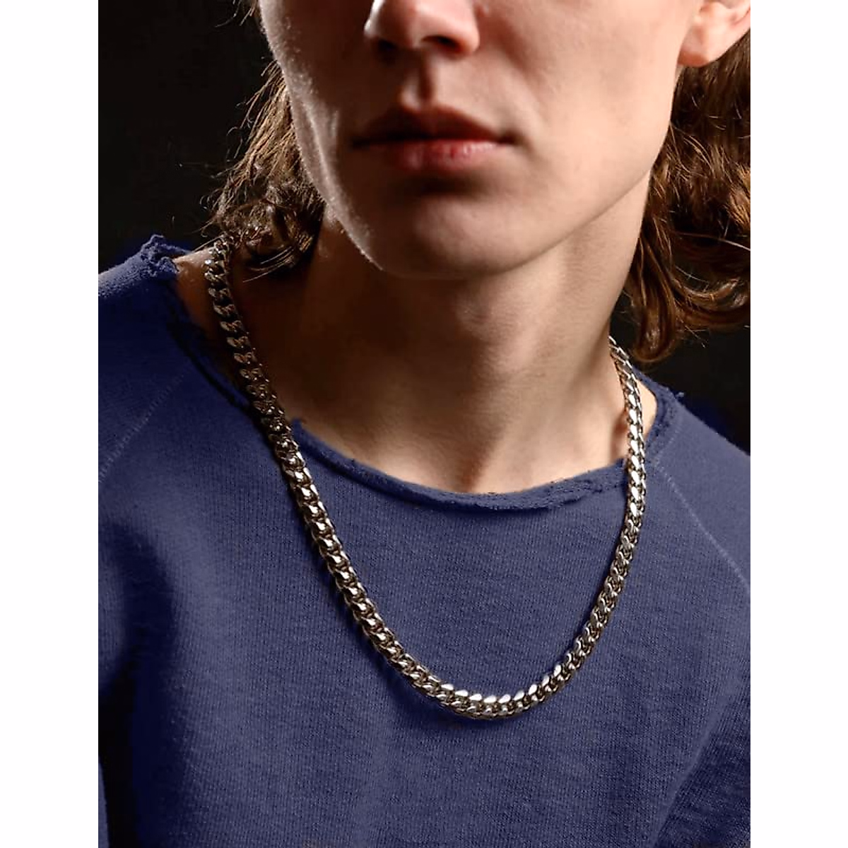 Waitsoul 925 Sterling Silver Cuban Chain Lobster Clasp 8mm Silver Cuban Link Curb Chain Necklace for Men Women Diamond Cut 20 Inches