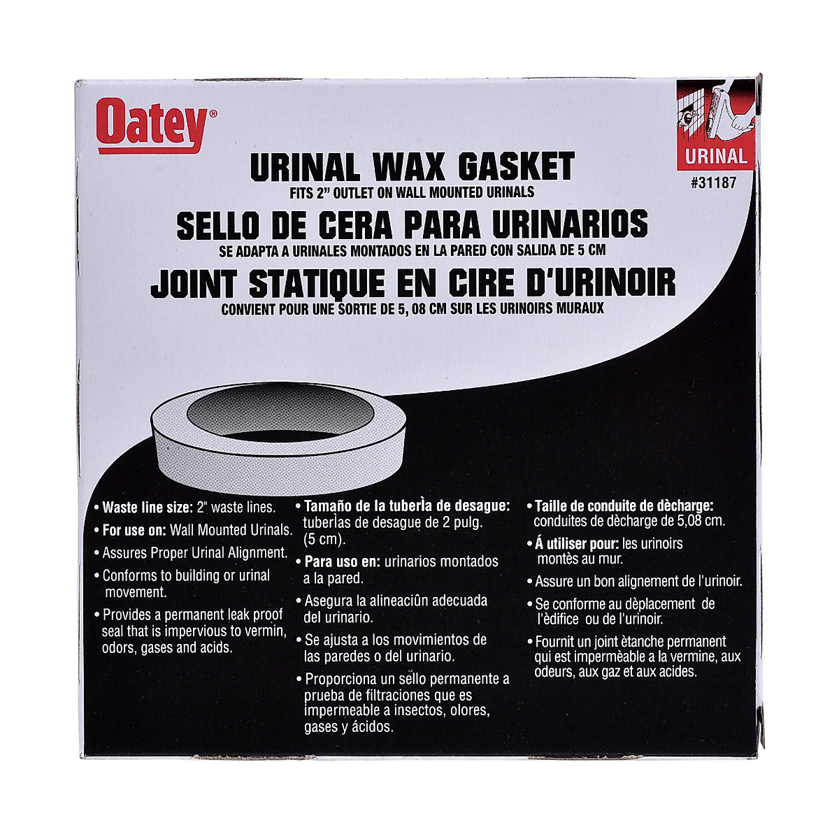 Oatey 31187 Urinal Wax Ring, 2 in
