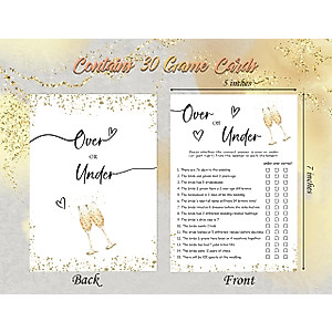 Over or Under Game Bridal Shower Games, Wedding Shower and Bachelorette Party - Set of 30 Cards, Gold Champagne Bridal Wedding Activities Game Cards for Guests, Bridal Shower Party Decorations-LI1