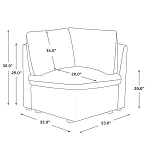 CHITA Modern Down Filled Upholstered Middle Corner Sectional for Modular Couch, Snow