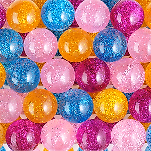 Bouncy Balls Glitter Ball 1.26 inch (32 mm) 50 psc - Rubber Balls for Toddlers 4 Colors Glitter Style Bouncy Balls for Kids Small Balls for Babies - Party Favors Pinata Stuffers Gifts Toys & Games