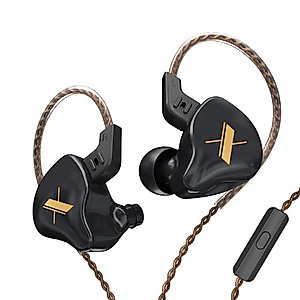KZ EDX in-Ear Monitors, HiFi Stereo Stage/Studio IEM Wired Noise Isolating Sport Earphones/Earbuds/Headphones with Detachable Cable 2Pin for Musician Audiophile (with Mic, Black)
