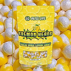 Fremon Heads Freeze Dried Lemon Sour Candy - 4 oz Package, Unique Novelty for TikTok Trends and ASMR, World's Most Sour Candy Challenge
