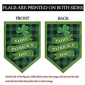 Oarencol St Patrick's Day Shamrock Garden Flag Clover Green Buffalo Check Plaid Double Sided Home Yard Decor Banner Outdoor 12.5 x 18 Inch